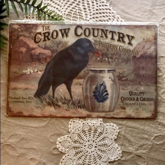 Wall Decor | Stoneware Crock And Crow Metal Sign | Poshmark